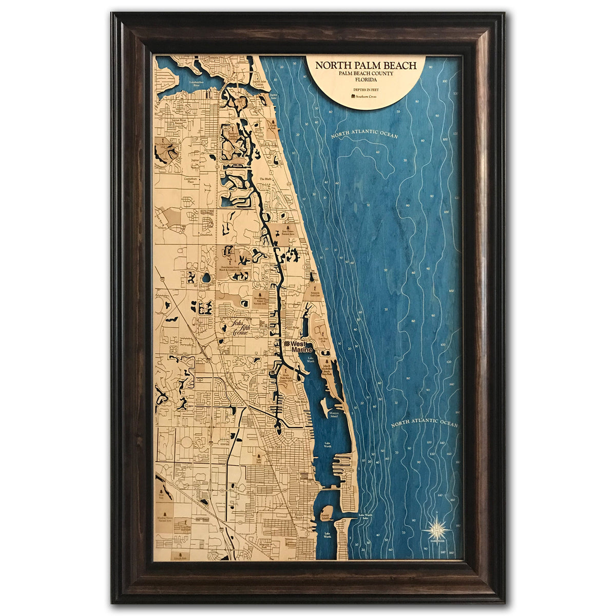 North Palm Beach Jupiter Inlet Florida Dimensional Wood Carved Depth ...