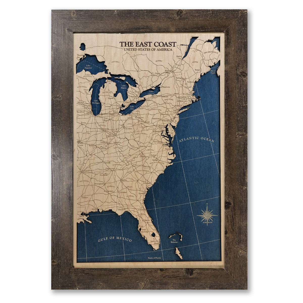 East Coast 3D Map | Wooden Maps | thirtyAXIS