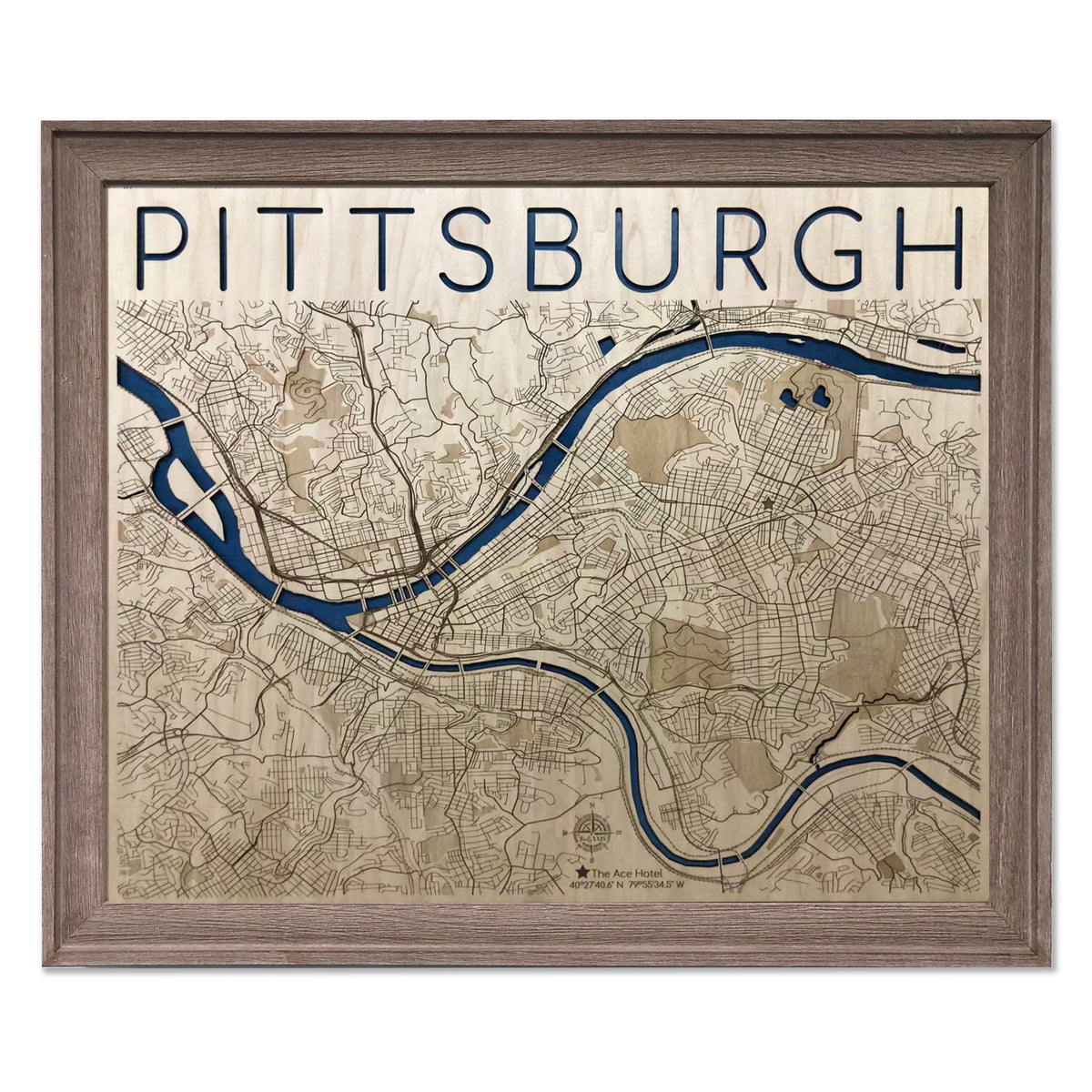 Pittsburgh City Map | Wooden Maps | thirtyAXIS