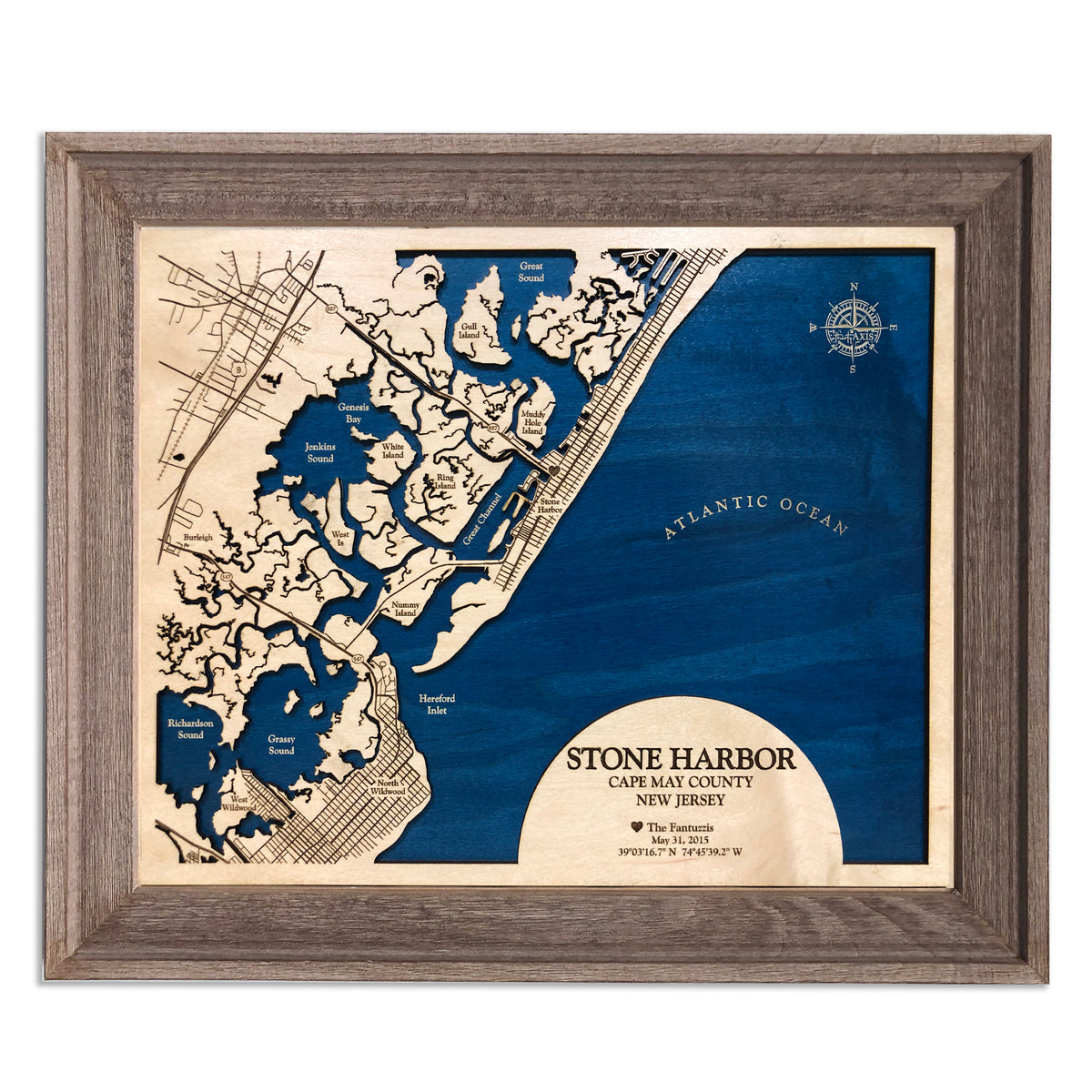 Stone Harbor NJ Map | Wooden Maps | thirtyAXIS