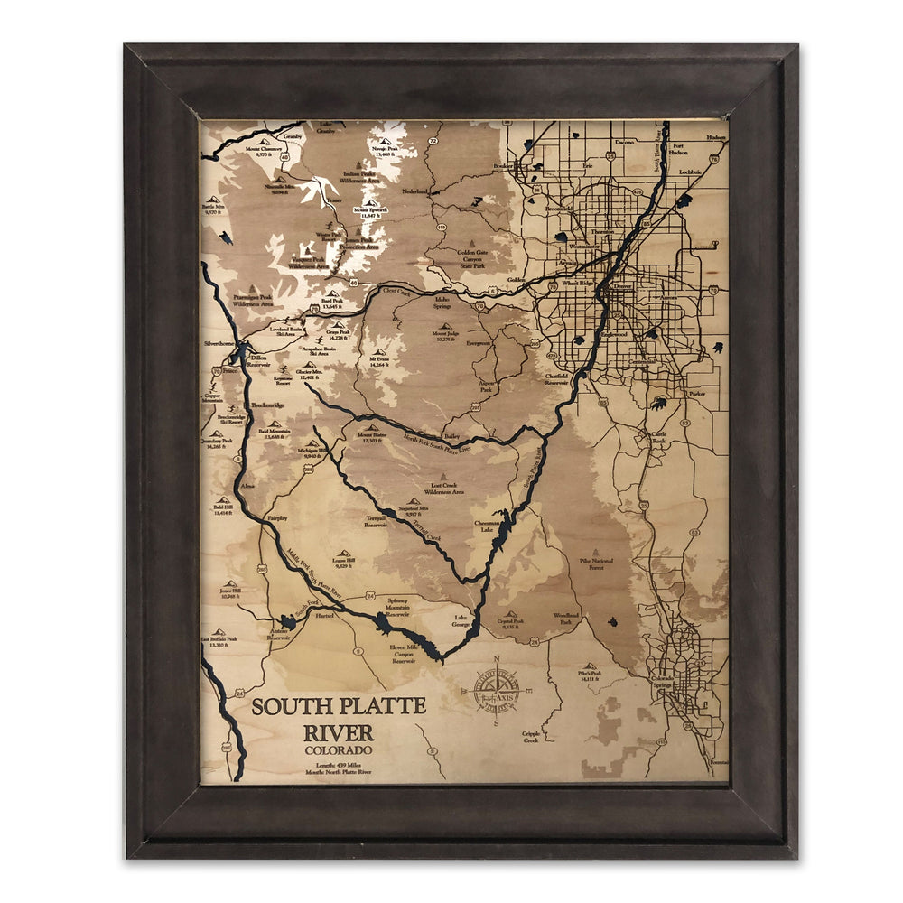 South Platte River Map | Wooden Maps | thirtyAXIS