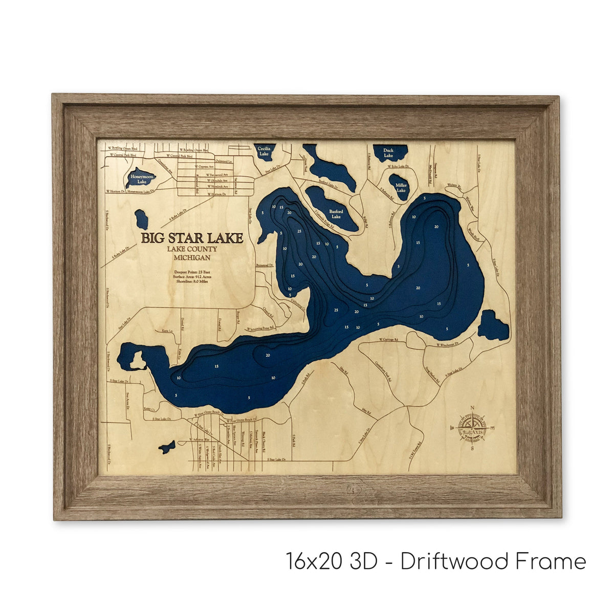 Big Star Lake | Wooden Maps | thirtyAXIS