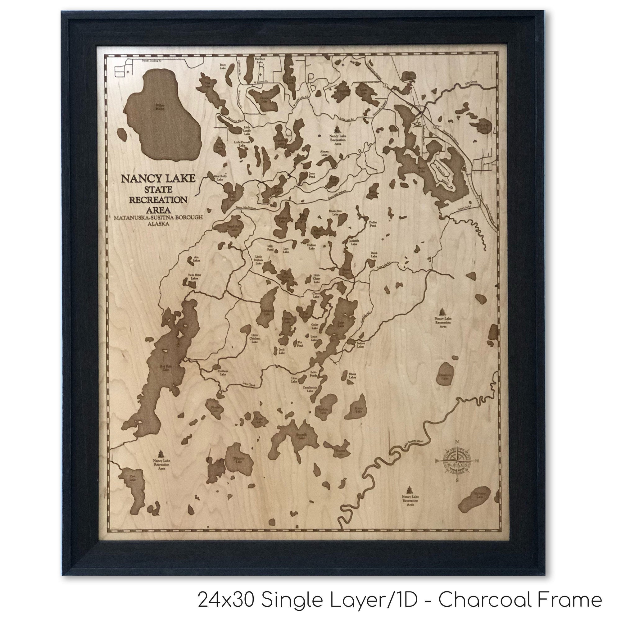 Nancy Lake Recreation Area Map | Wooden Maps | thirtyAXIS
