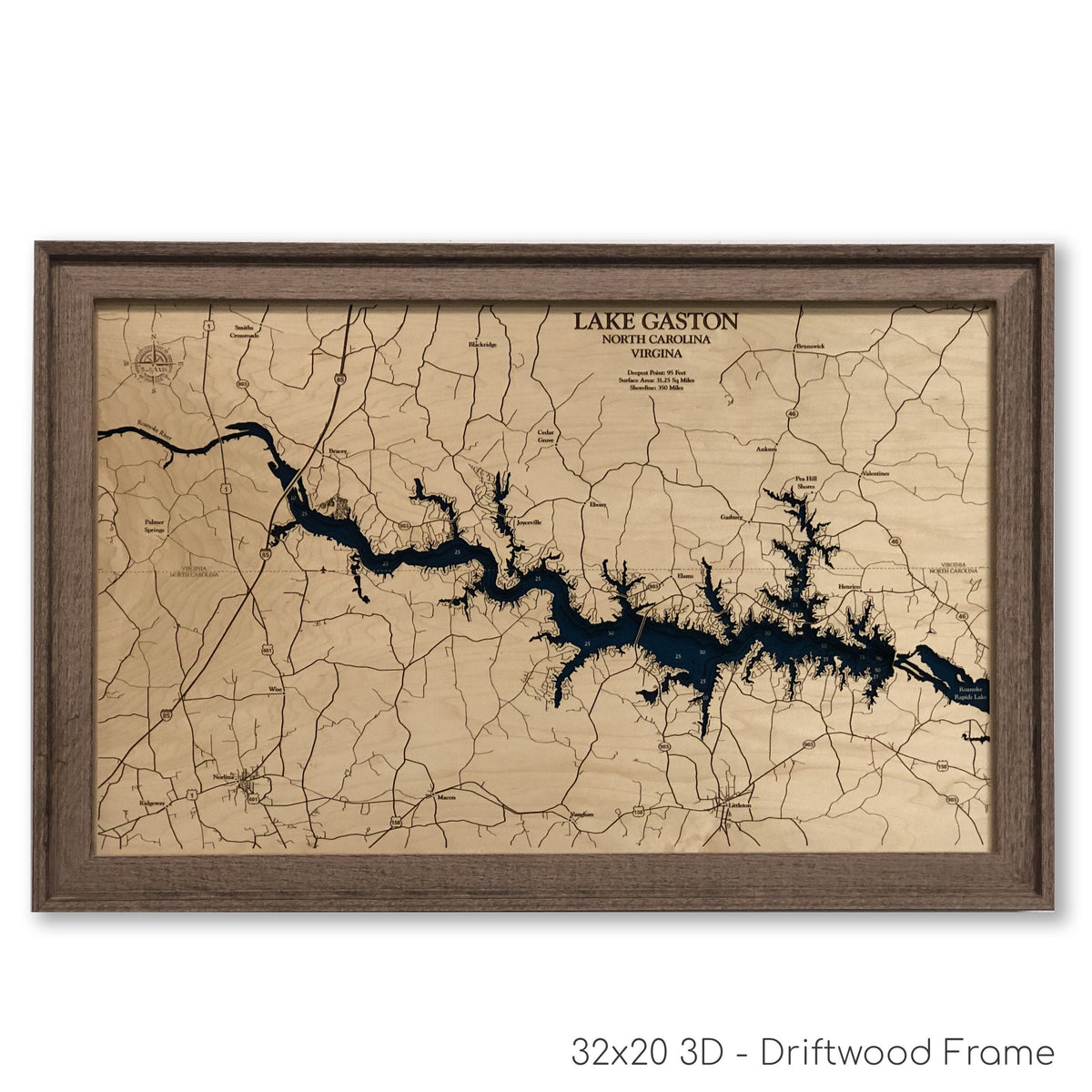 Lake Gaston | Wooden Maps | thirtyAXIS