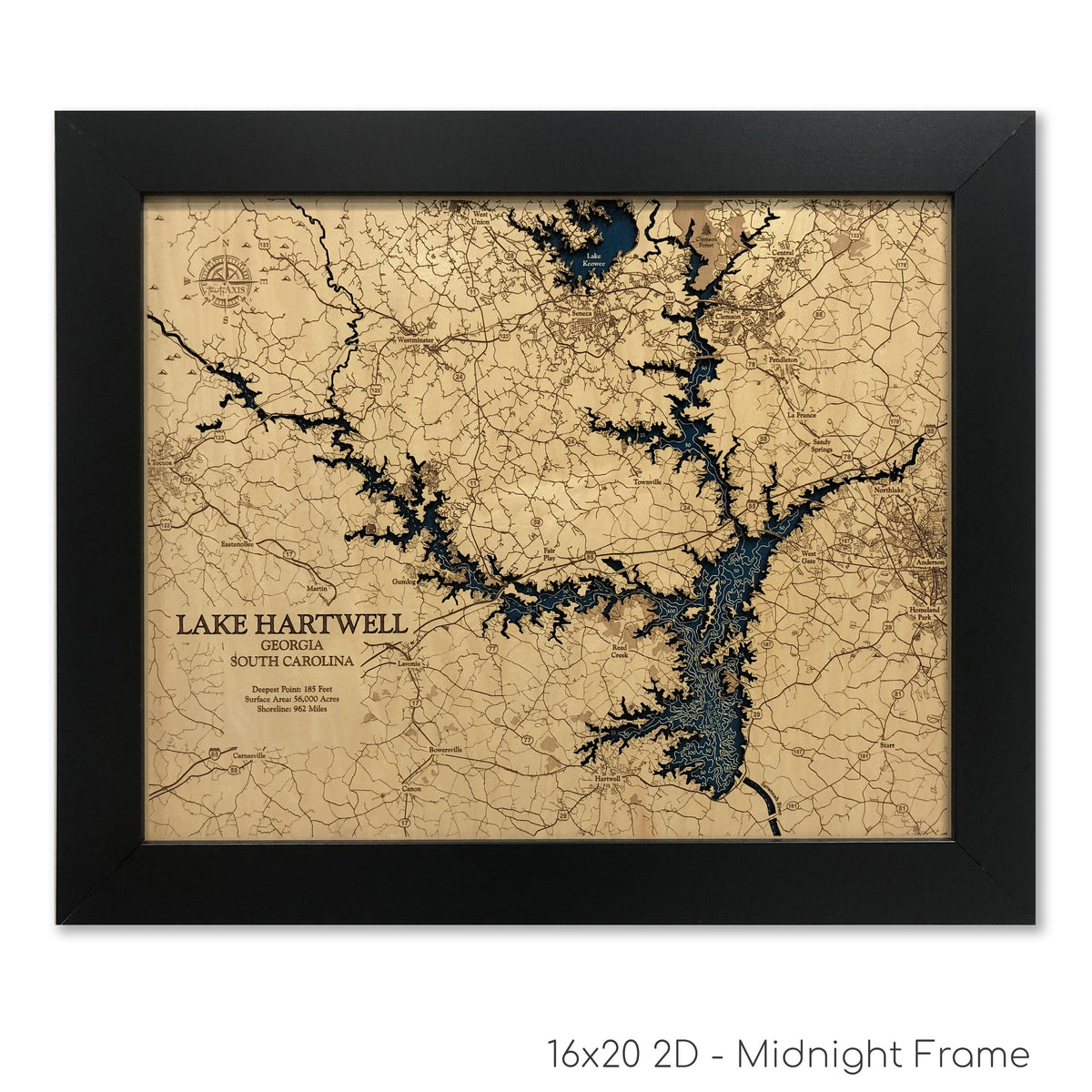 Lake Hartwell Map | Wooden Maps | thirtyAXIS