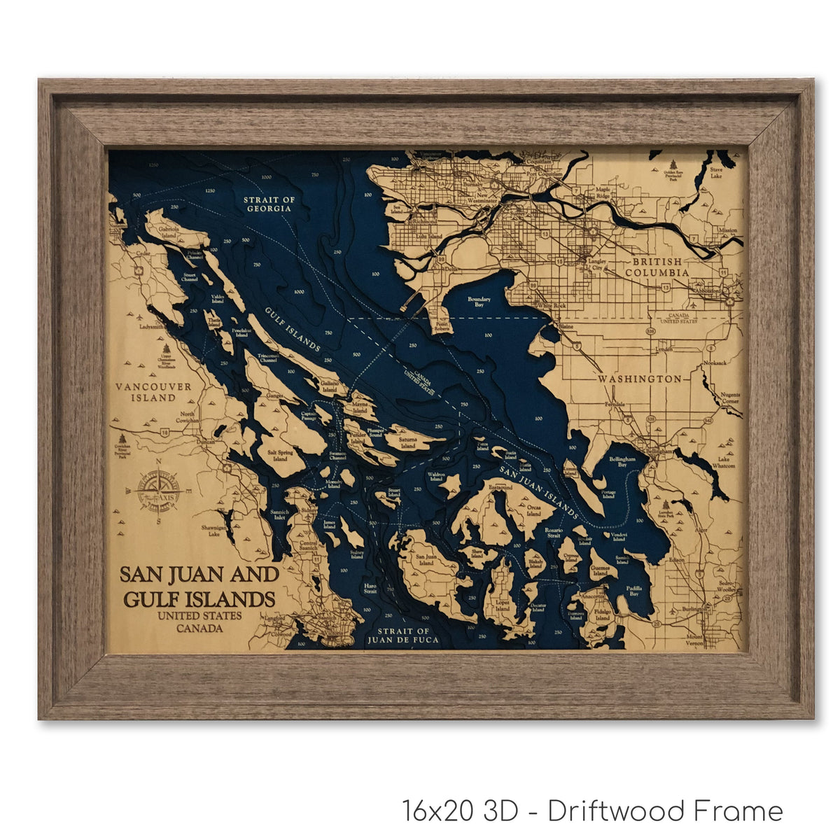 Gulf Islands Map | Wooden Maps | thirtyAXIS