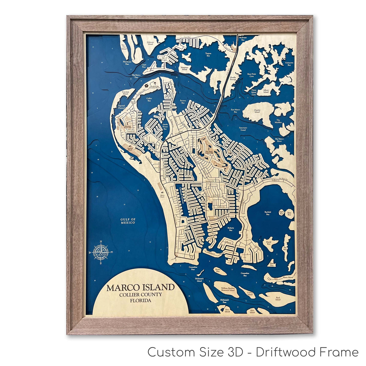 Marco Island Map | Wooden Maps | thirtyAXIS