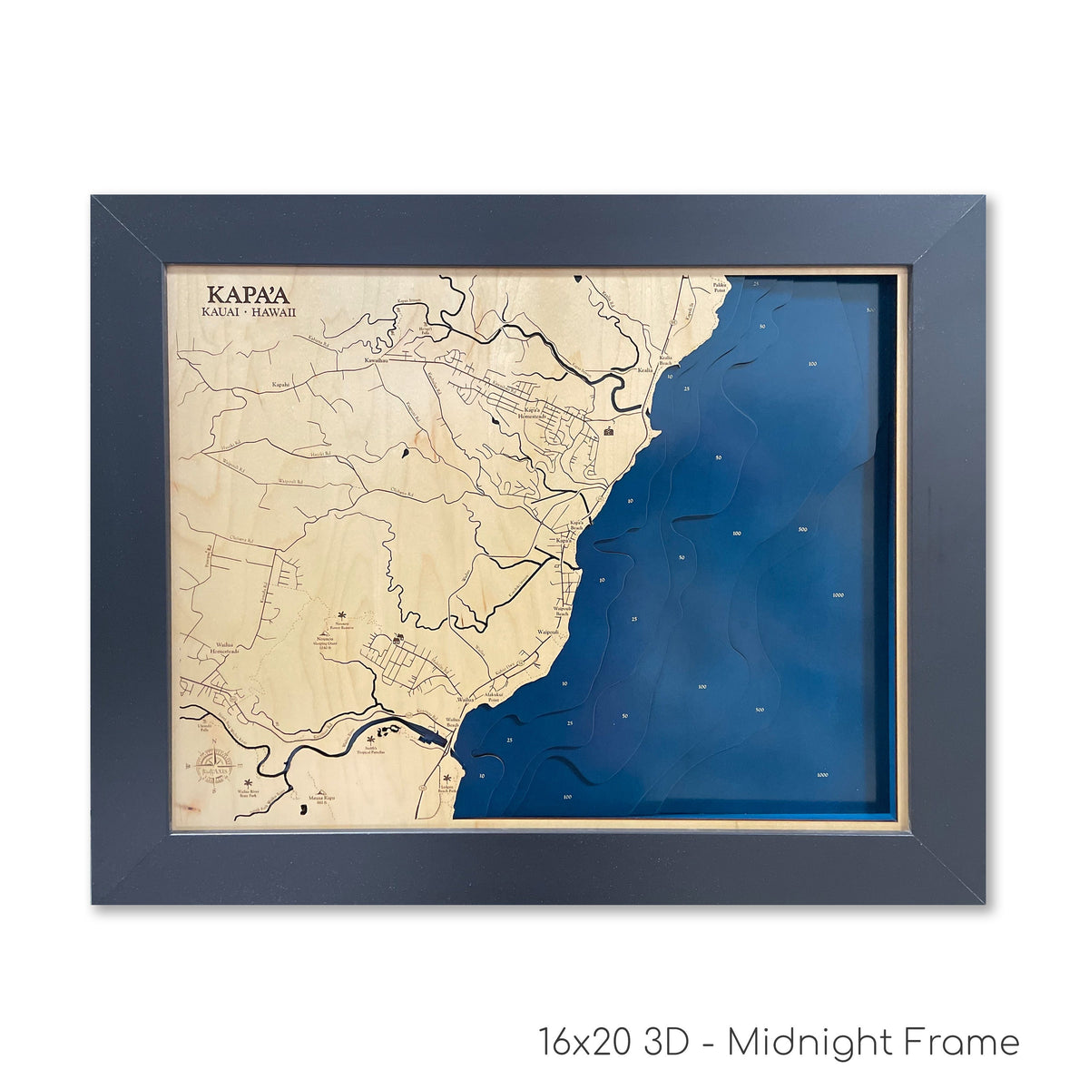Kapa'a Map | Wooden Maps | thirtyAXIS