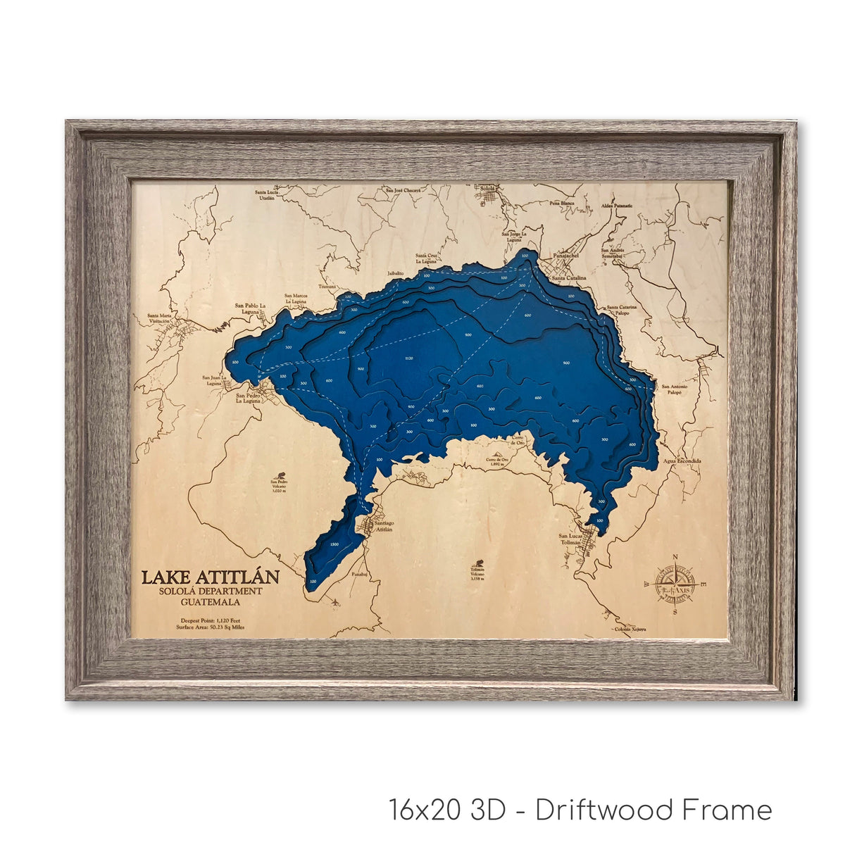 Lake Atitlán Map | Wooden Maps | thirtyAXIS