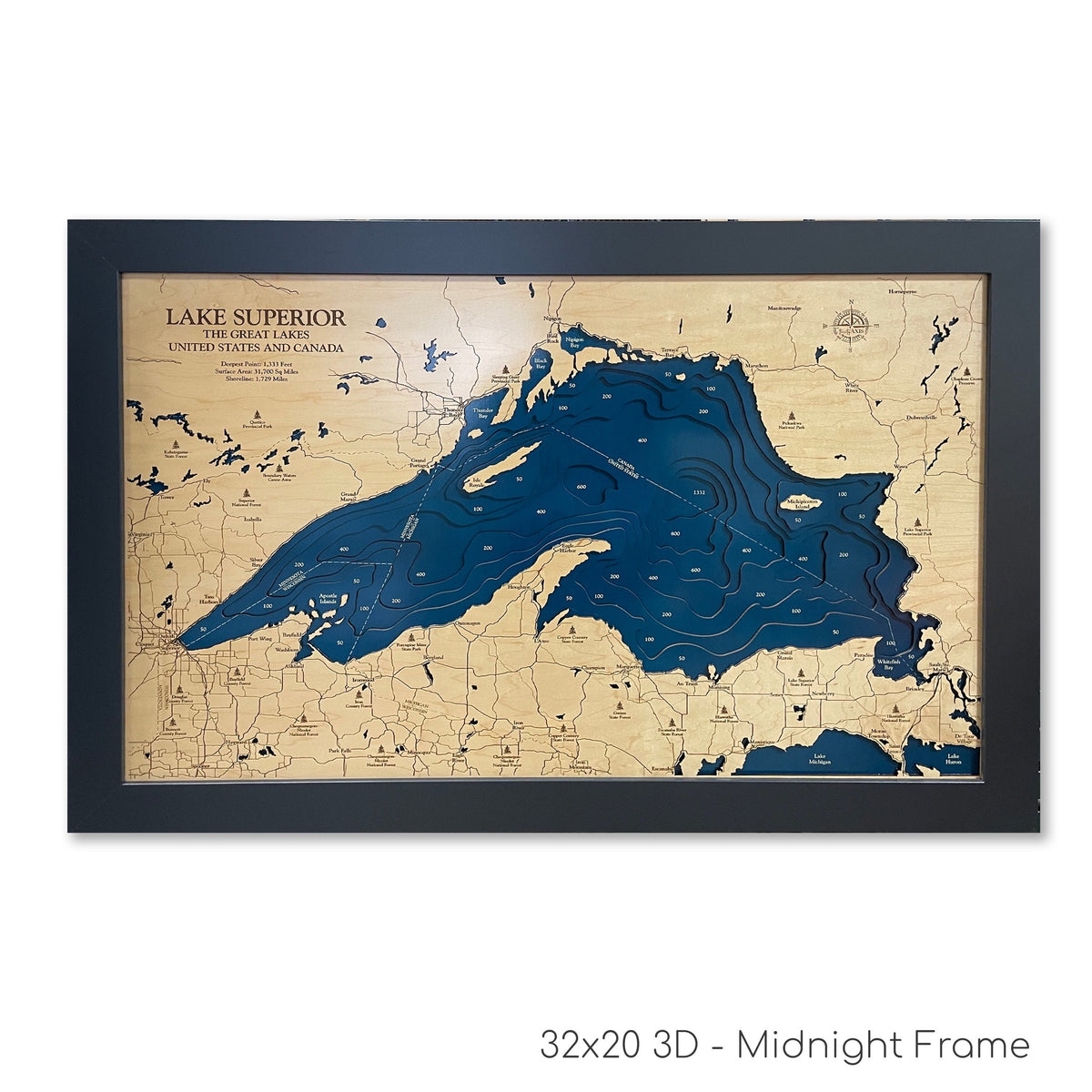 Lake Superior Map | Wooden Maps | thirtyAXIS