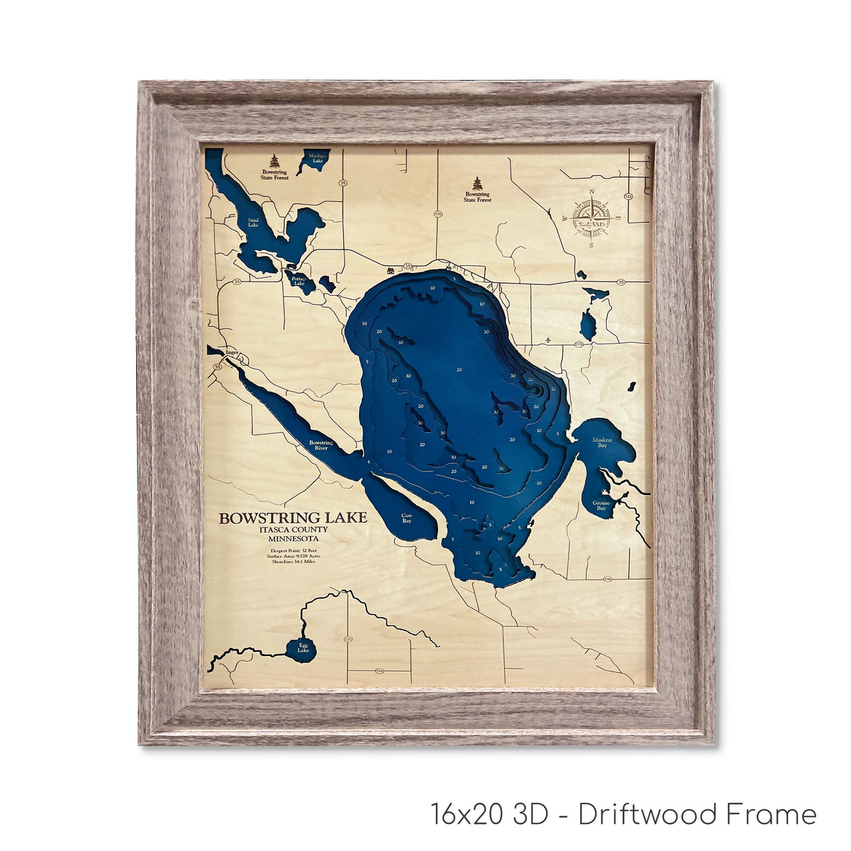 Bowstring Lake Map | Wooden Maps | thirtyAXIS