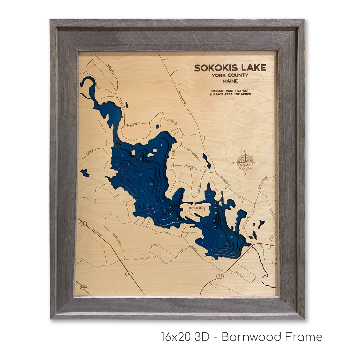 Sokokis Lake Map | Wooden Maps | thirtyAXIS