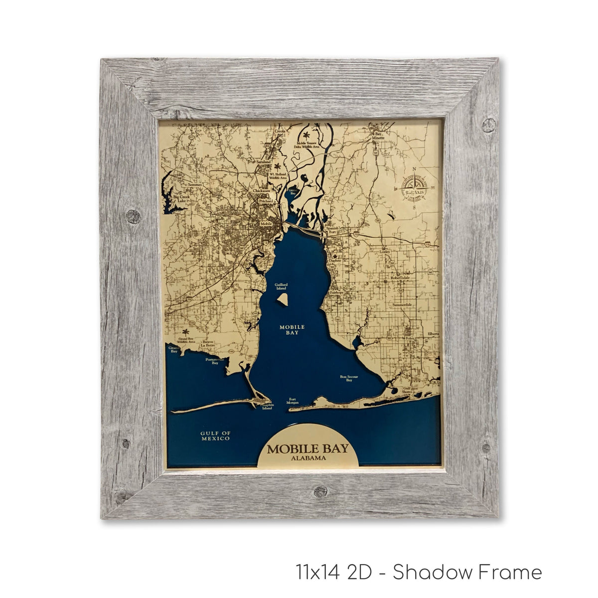 Mobile Bay Map | Wooden Maps | thirtyAXIS