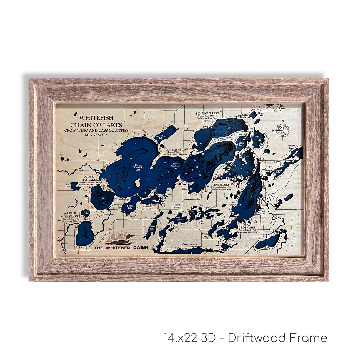 Whitefish Chain of Lakes Map | Wooden Maps | thirtyAXIS