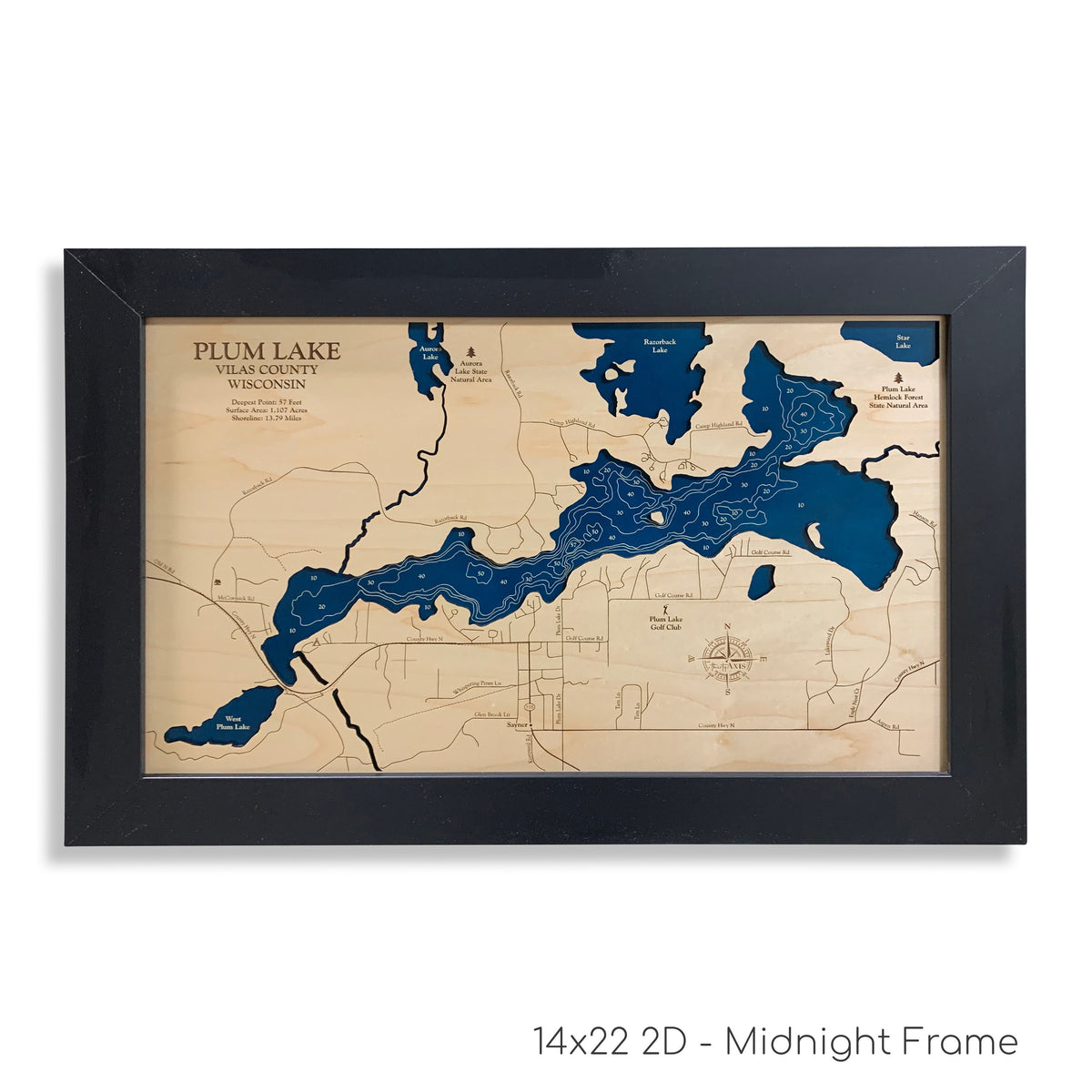 Plum Lake Map | Wooden Maps | thirtyAXIS