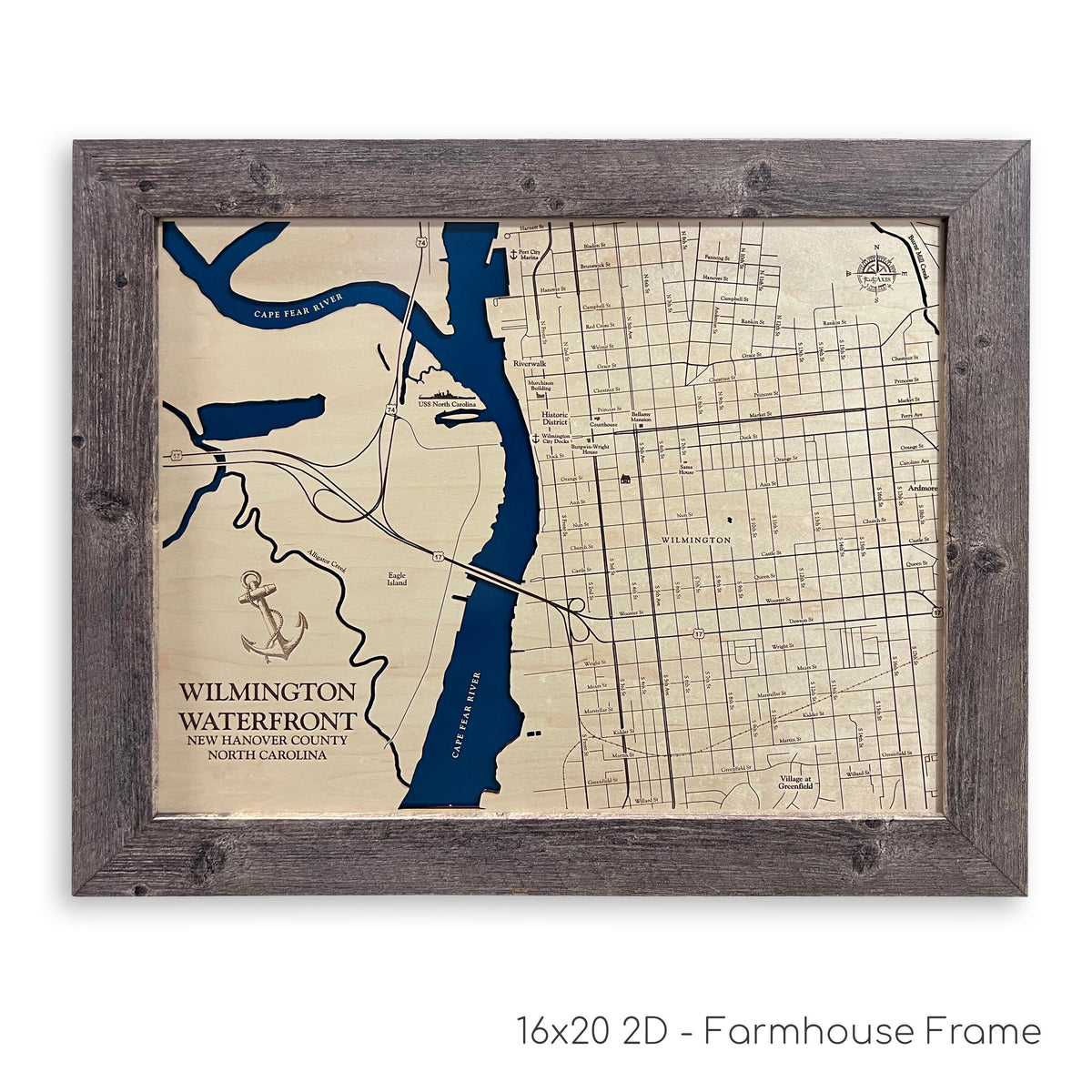 Wilmington Waterfront Map | Wooden Maps | thirtyAXIS